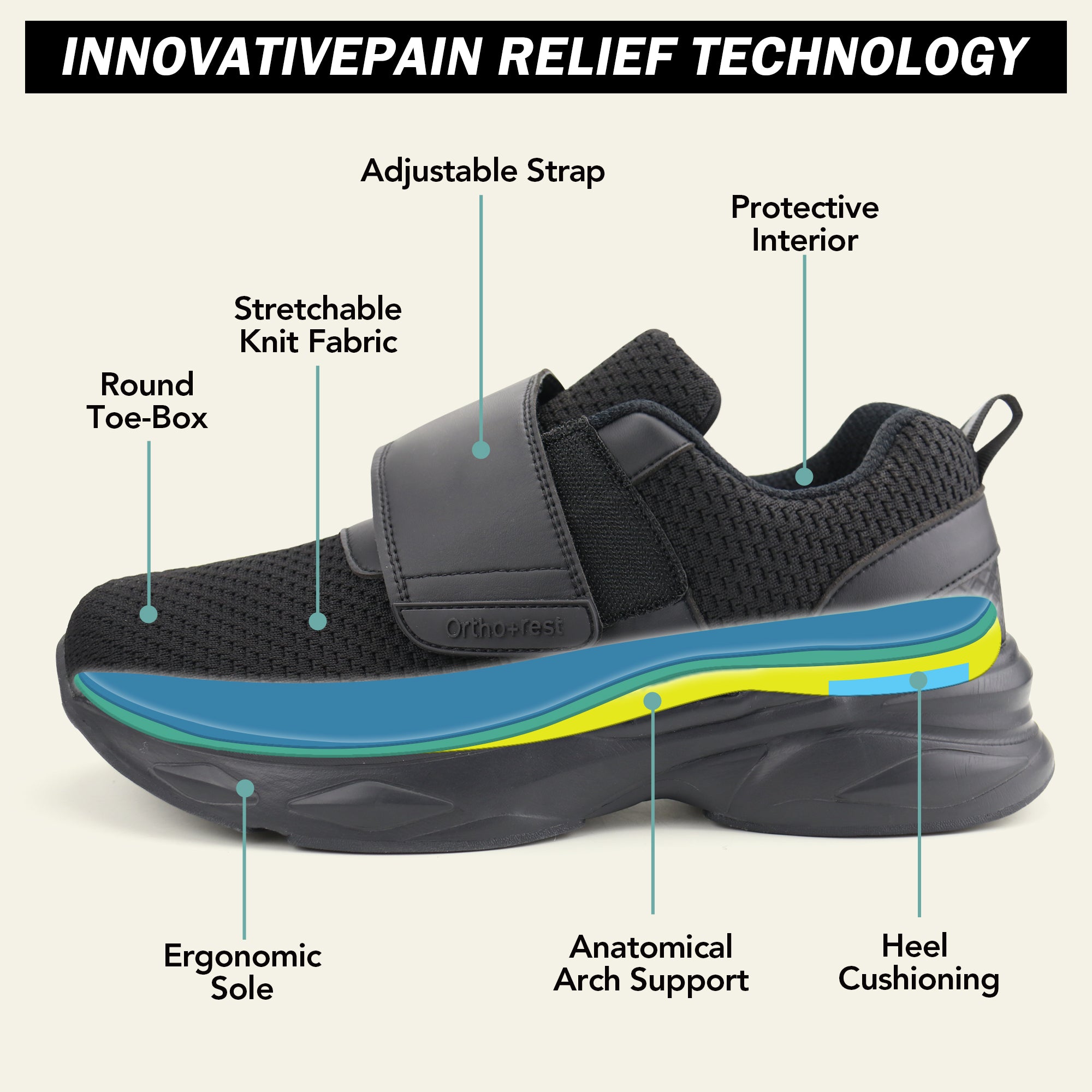 Ortho+rest Women Diabetic Shoes with Adjustable Closure Orthopedic ...