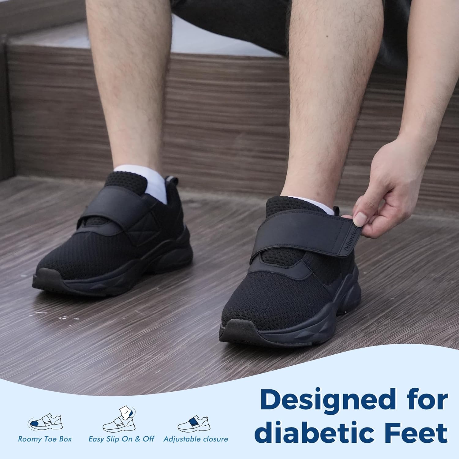 Ortho+rest Men Diabetic Walking Shoes Edema Shoes for Swollen Feet-Wyatt