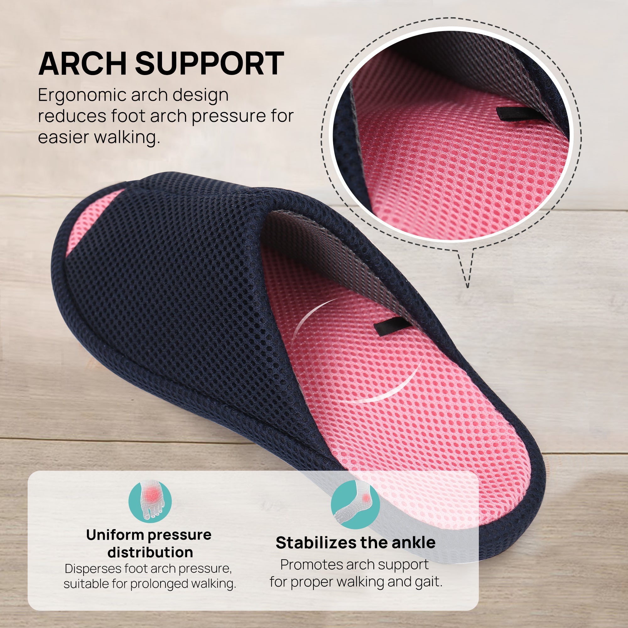 Ortho+rest Women Arch Support Slippers Orthopedic Slides-Kara