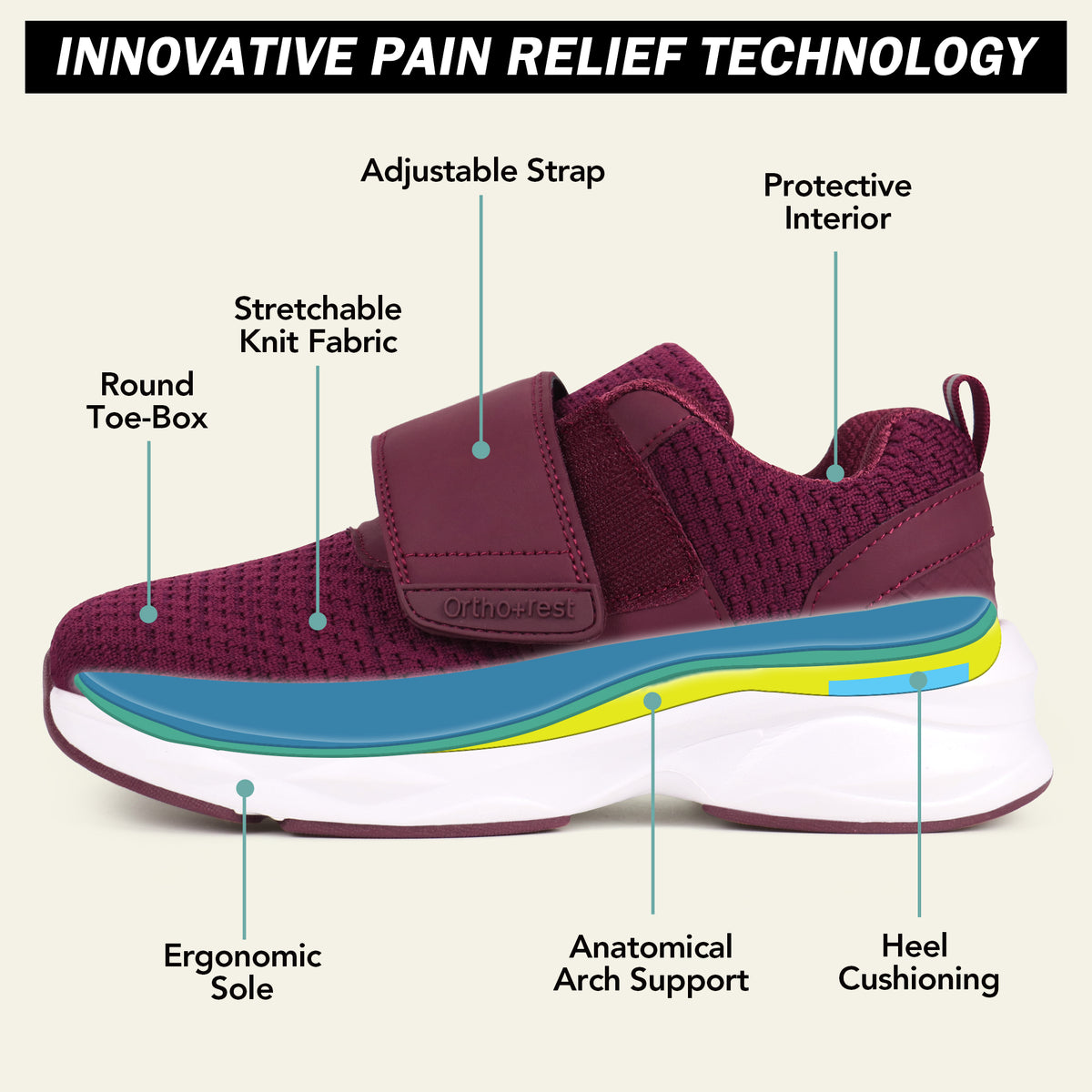 Ortho+rest Women Diabetic Shoes with Adjustable Closure Orthopedic ...