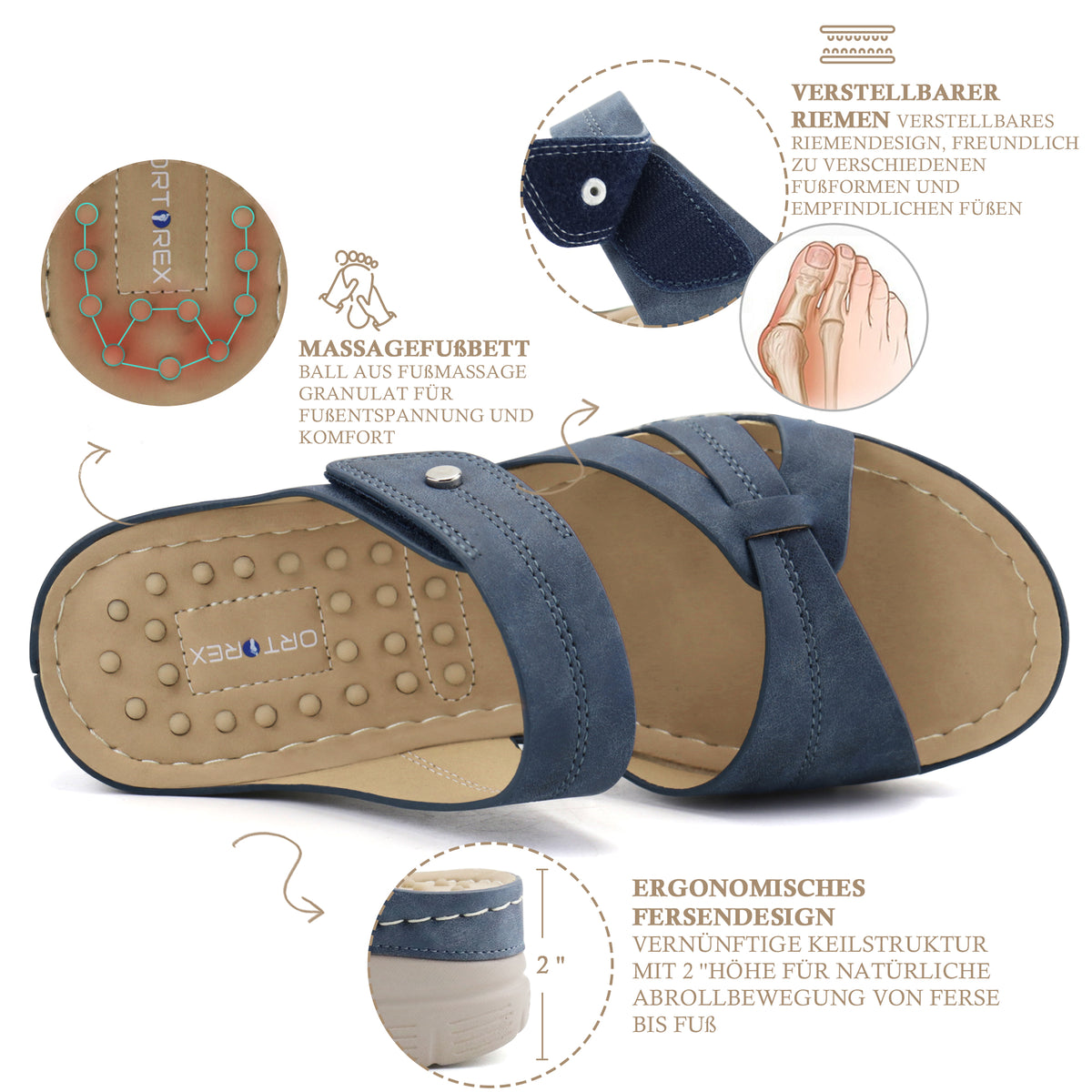 Ortho+rest Women Orthotic Slides Comfortable Orthopedic Sandals Walking ...