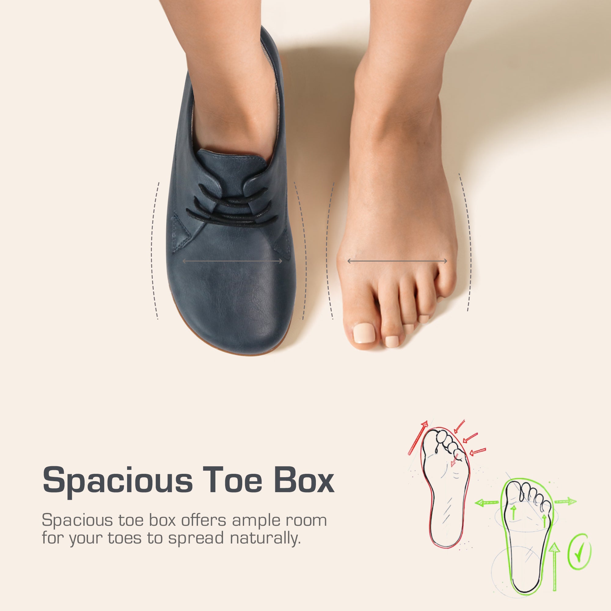 Ortho+rest Women Barefoot Shoes Zero Drop Oxford-Pamela