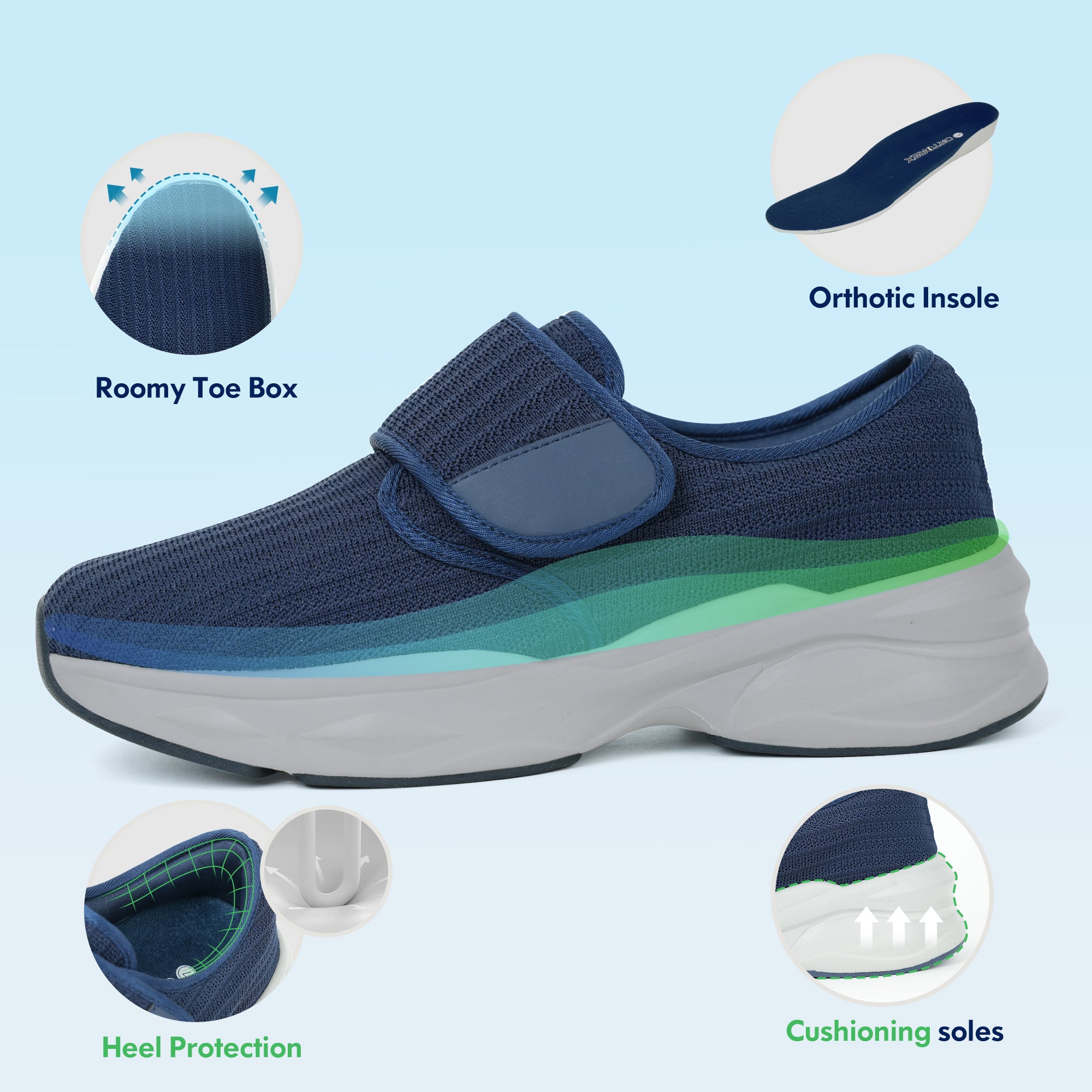 Dk.Blue Walking Shoes-Freya